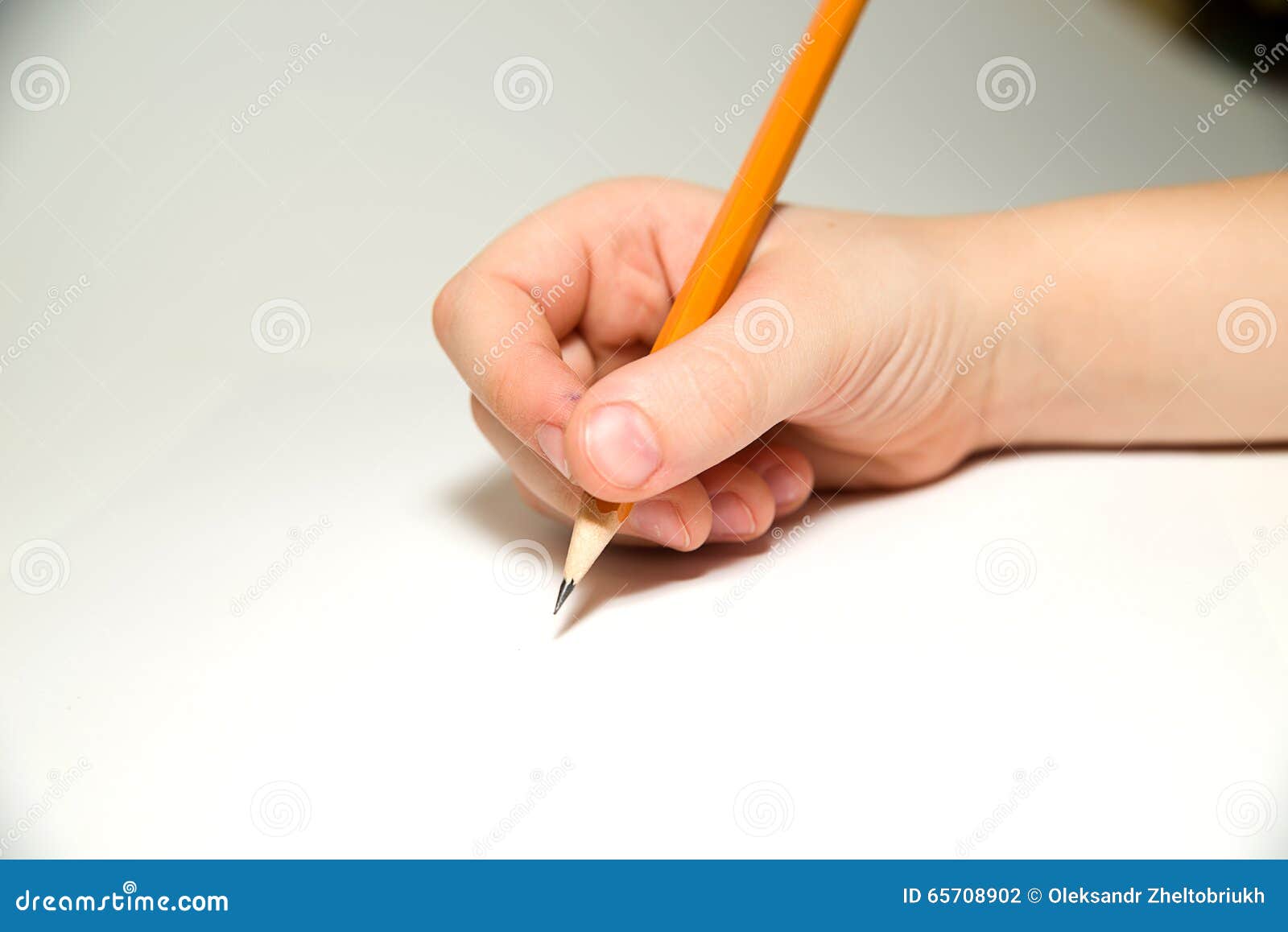 Kid S Right Hand Holding a Pencil on Over White Stock Photo - Image of ...