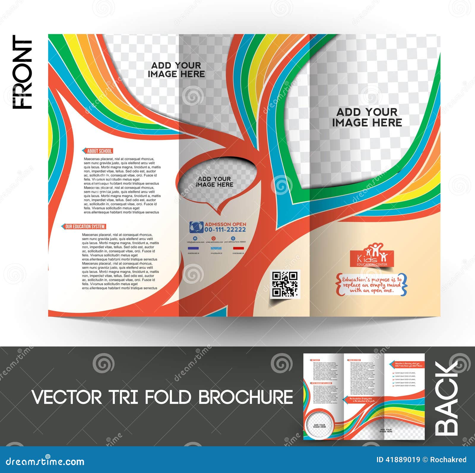 Kid S School Tri-Fold Brochure Stock Vector - Illustration of child ...