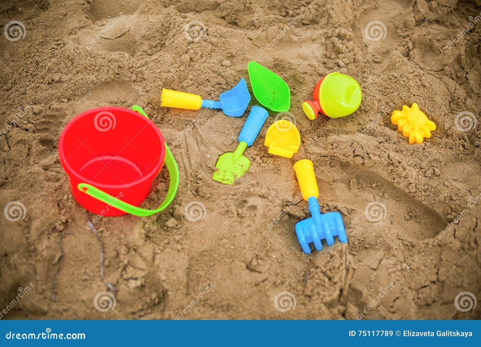Kid S Tools for Games on the Sand. Stock Image - Image of beach, blue ...