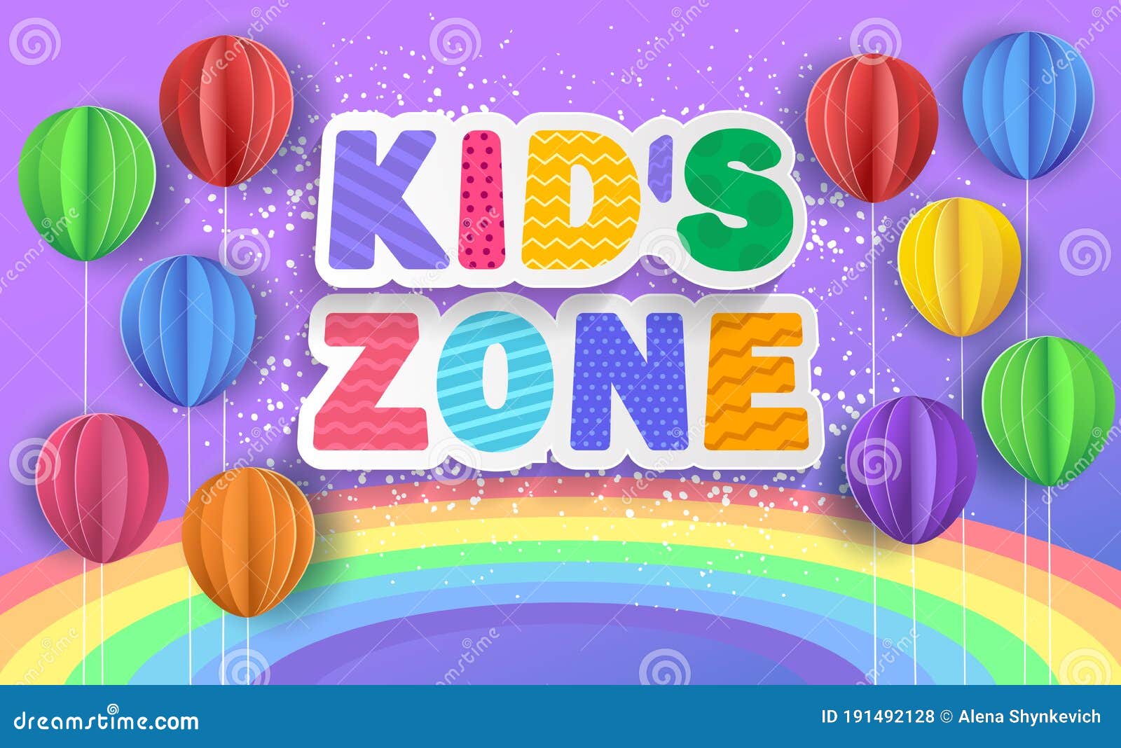 Kid`s Zone Concept Poster. Paper Balloons Stock Illustration ...