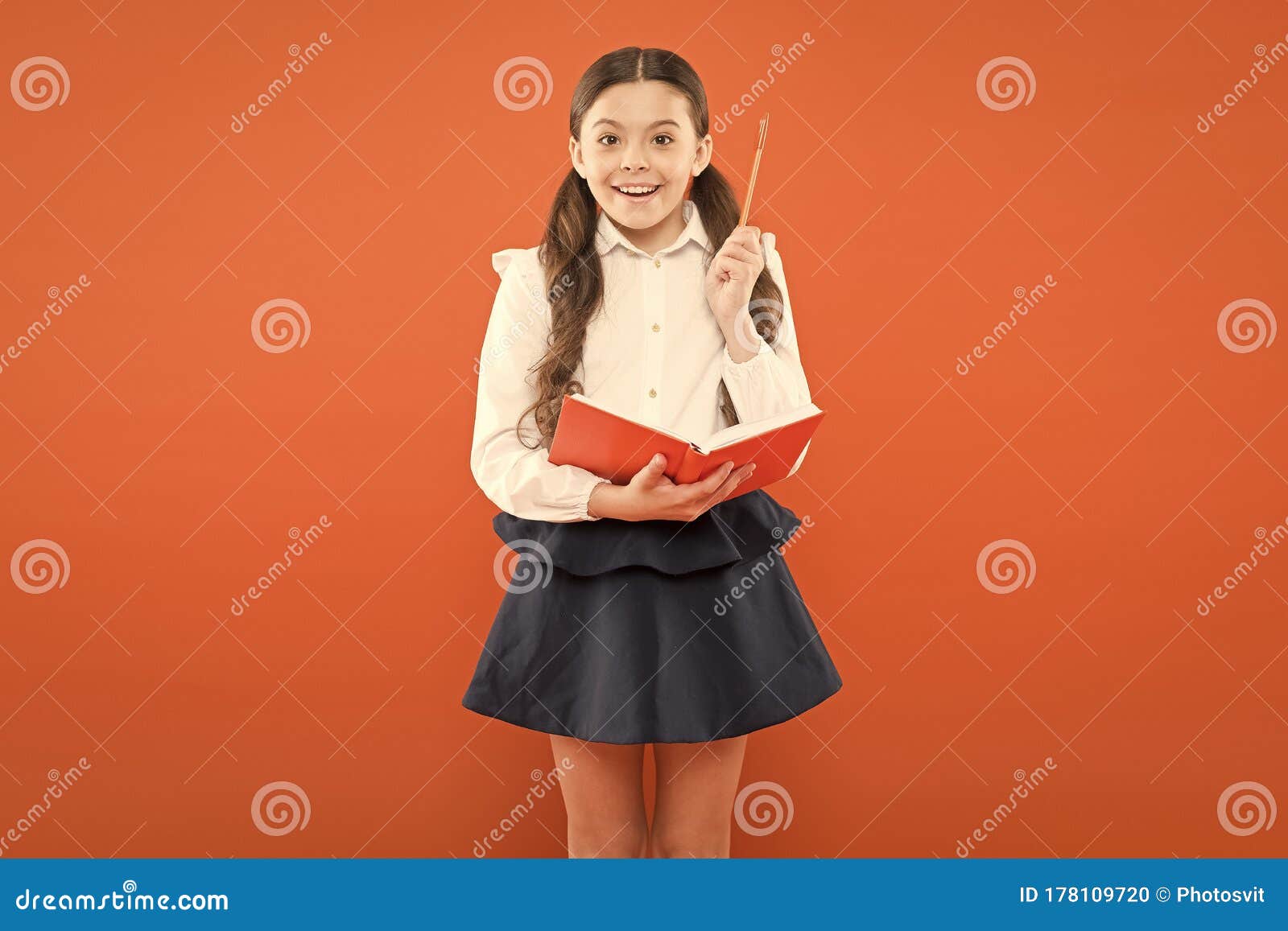 Kid School Uniform Hold Workbook. School Lesson. Child Doing Homework ...