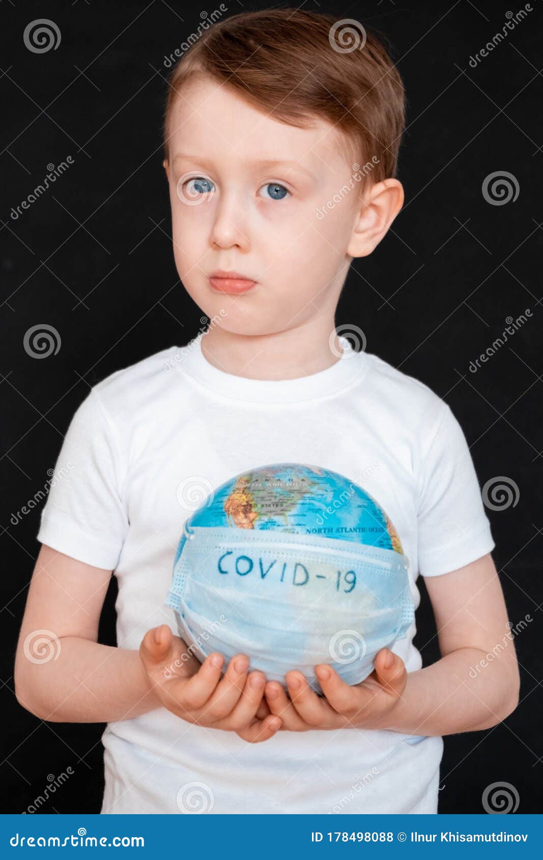 Kid in Self Isolation Looking at Globe Learning about Covid-19 ...