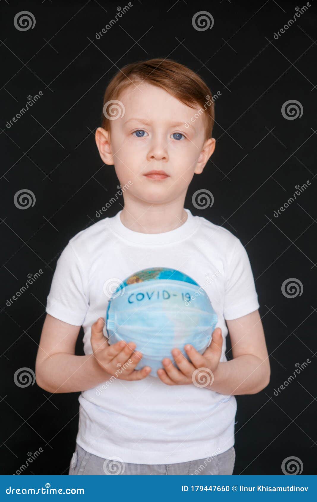 Kid in Self Isolation Looking at Globe Learning about Covid-19 ...