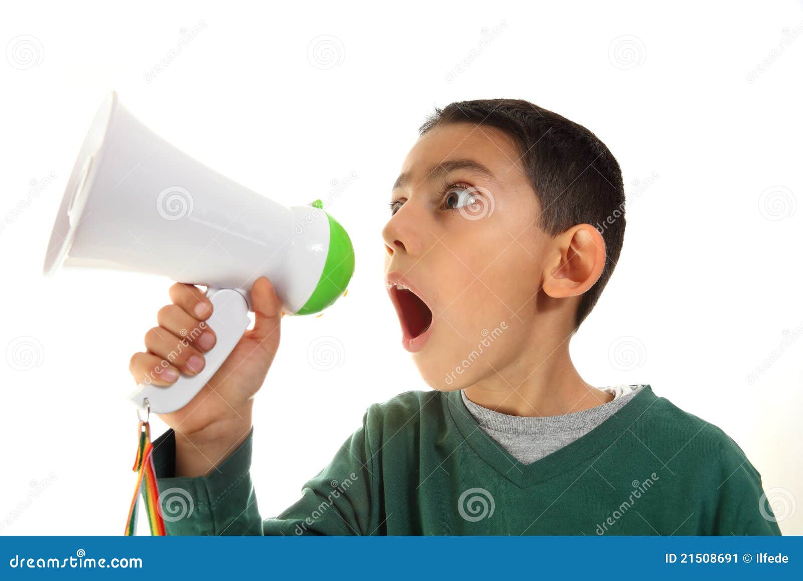 Kid shout in megaphone stock image. Image of loudspeaker - 21508691