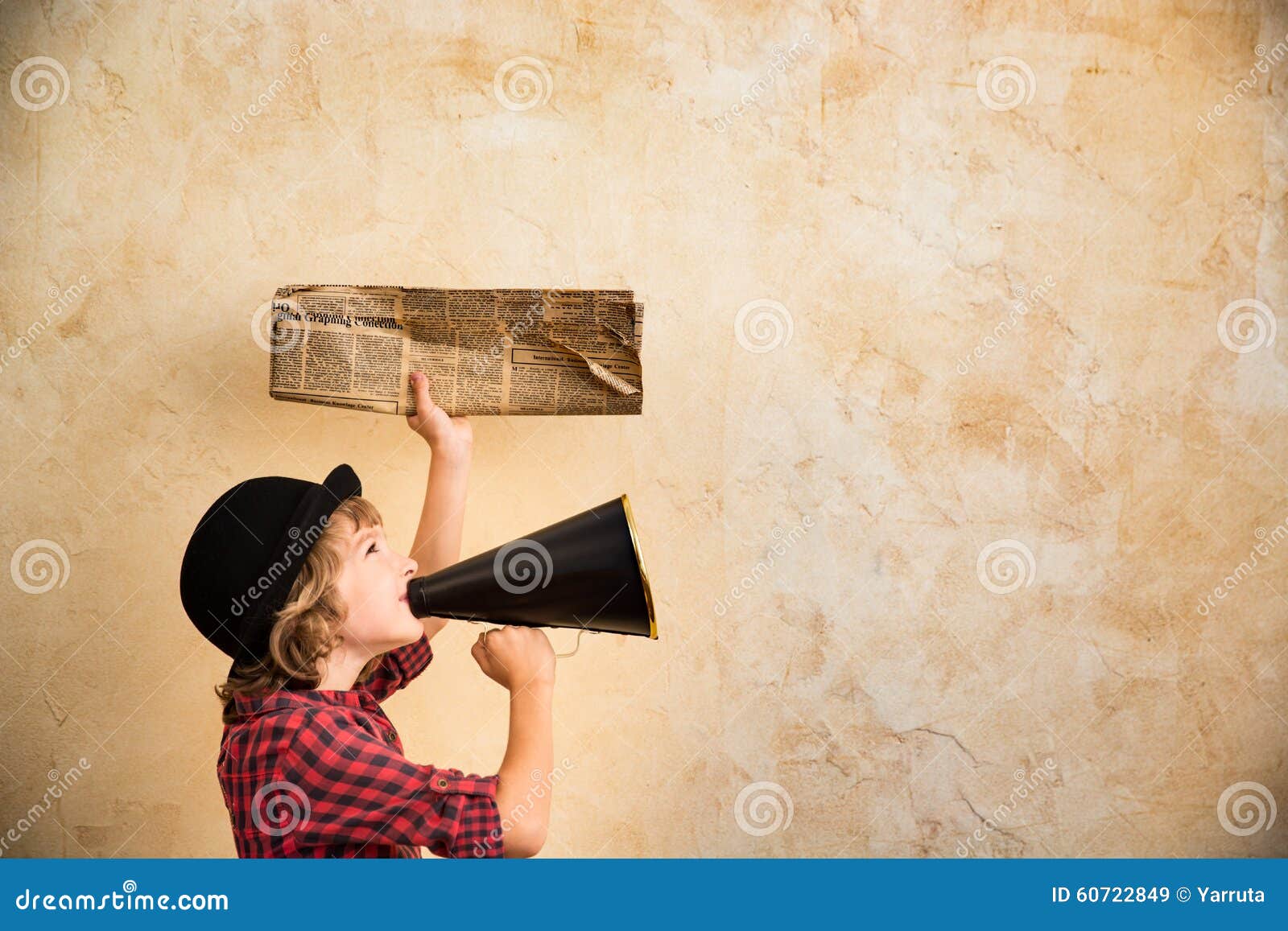Kid Shouting through Megaphone Stock Image - Image of creative, boss ...