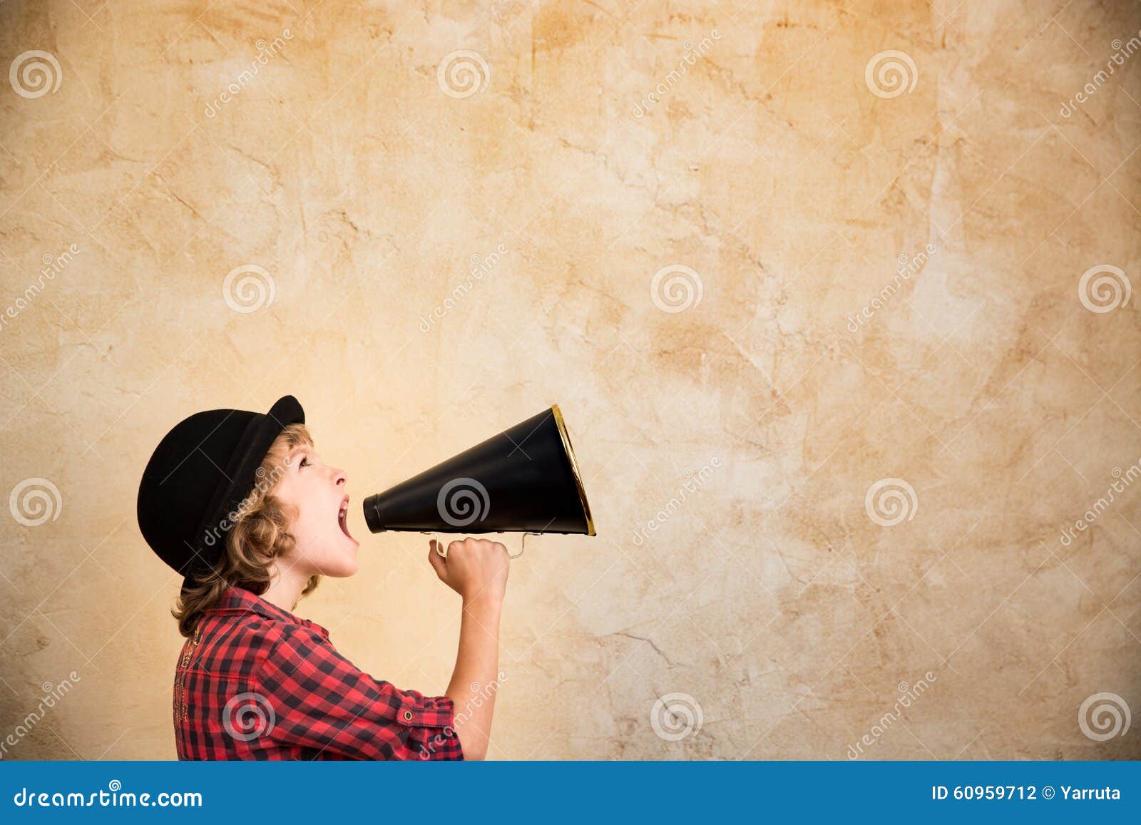 Kid Shouting through Megaphone Stock Photo - Image of creative ...