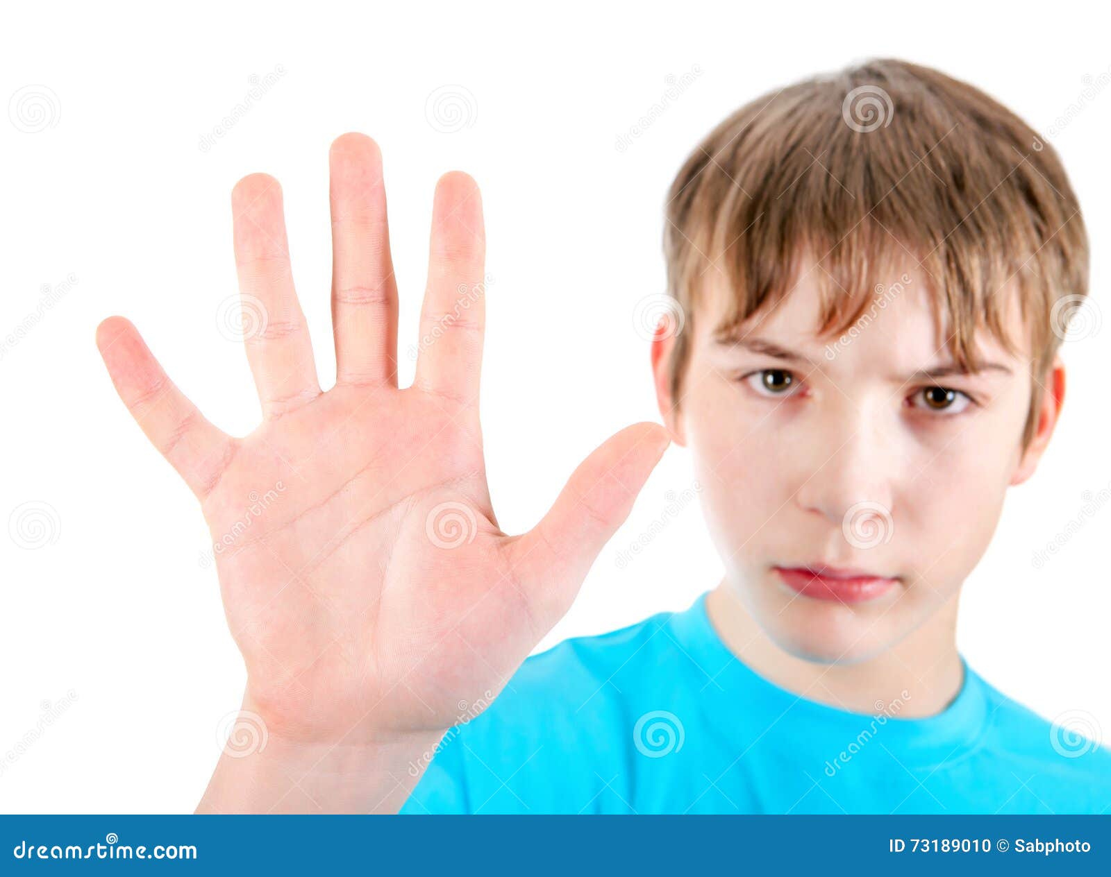 Kid show the Palm stock photo. Image of teenager, sign - 73189010