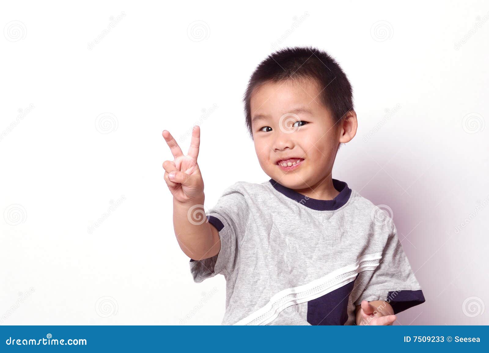 Kid show victory sign stock image. Image of smile, sign - 7509233