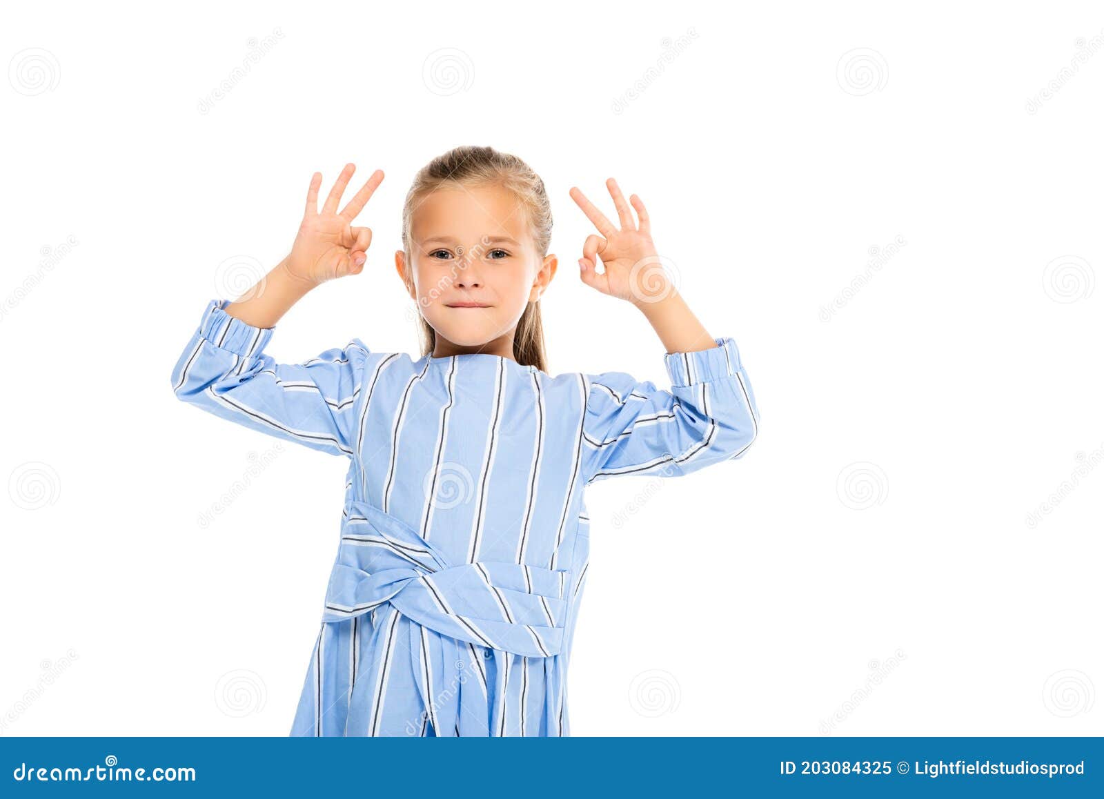Kid Showing Ok Gesture while Looking Stock Image - Image of isolated ...