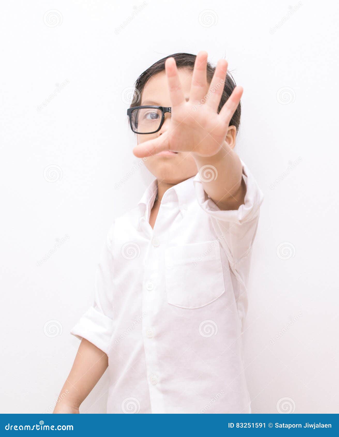 Kid Shows Stop Hand Gesture Stock Image - Image of written, protection ...