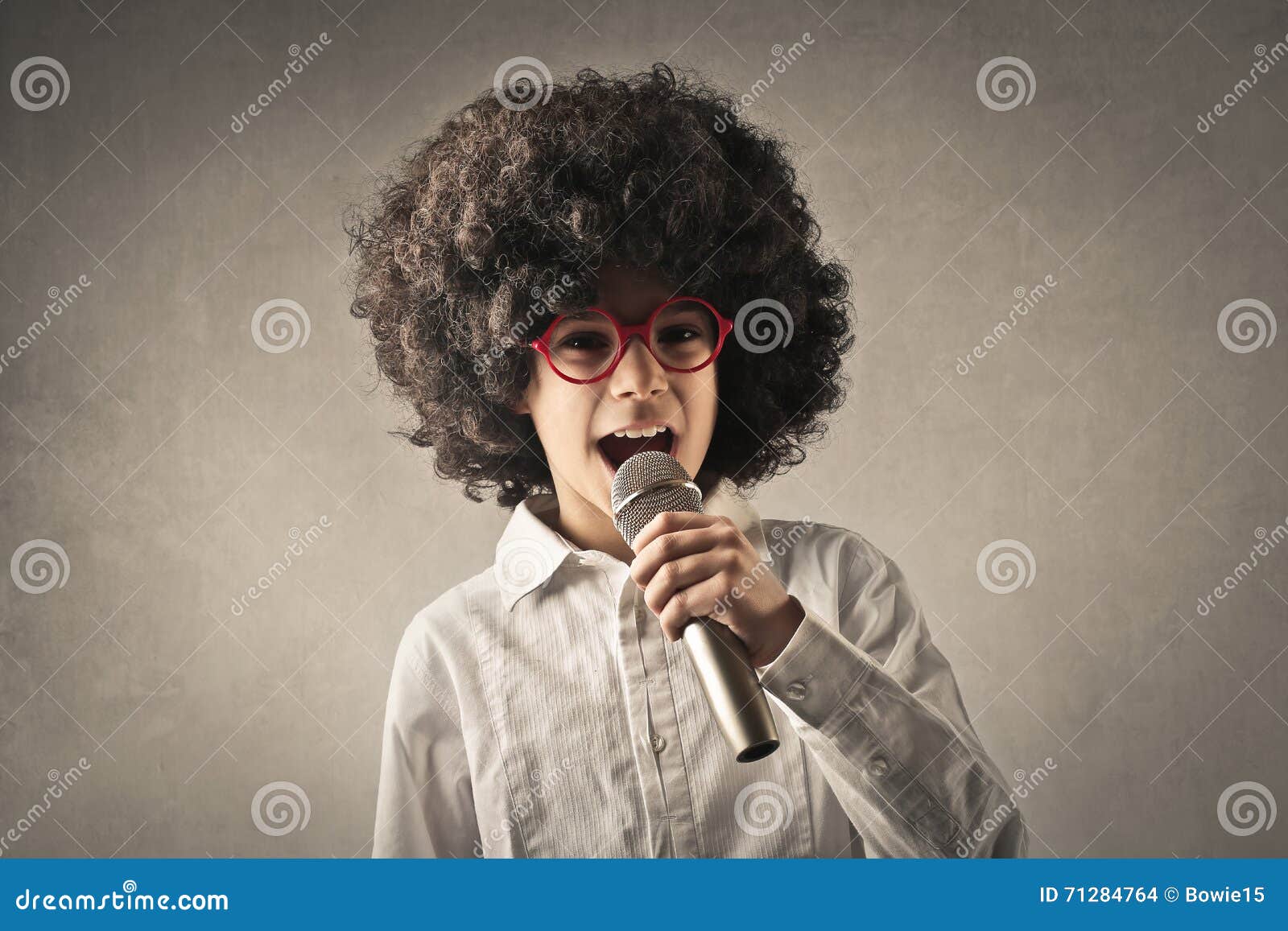 Kid singing stock photo. Image of microphone, child, glasses - 71284764