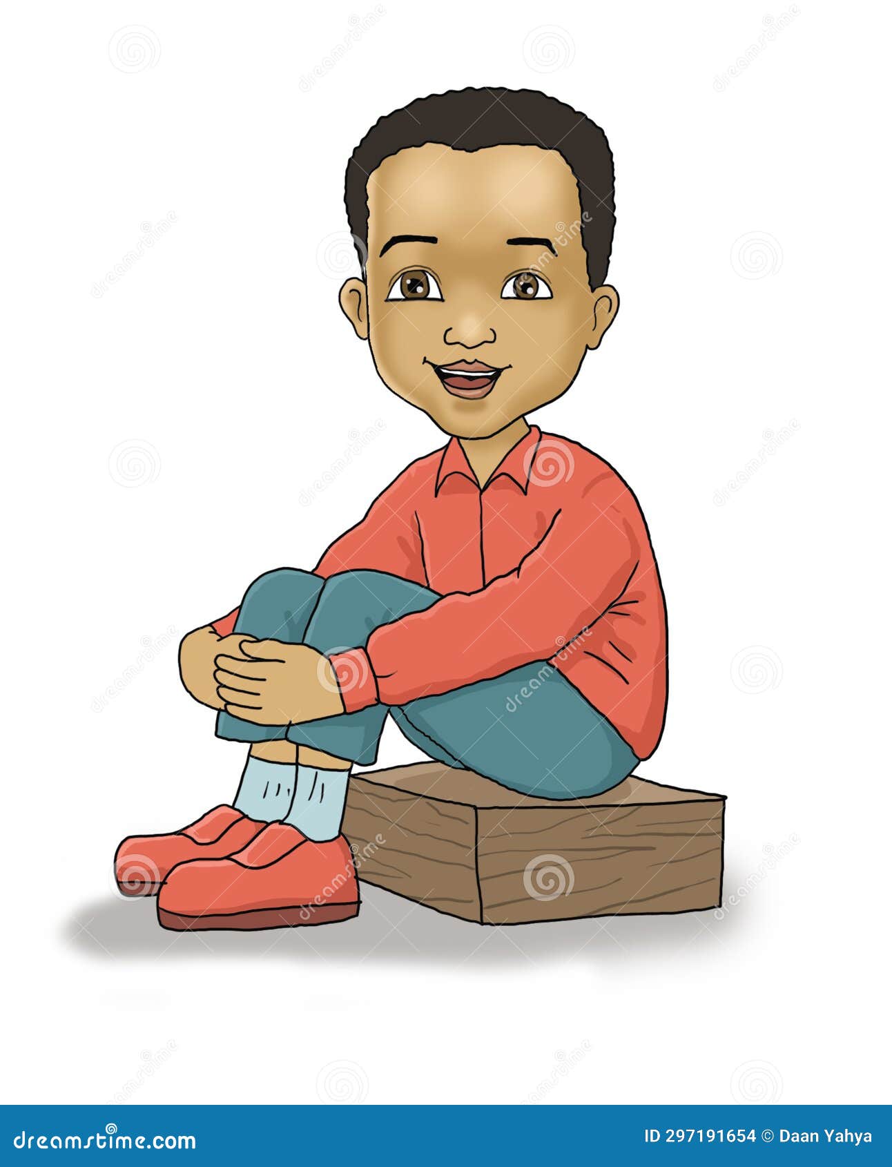 Kid Sitting with White Background Cartoon Illustration Stock ...