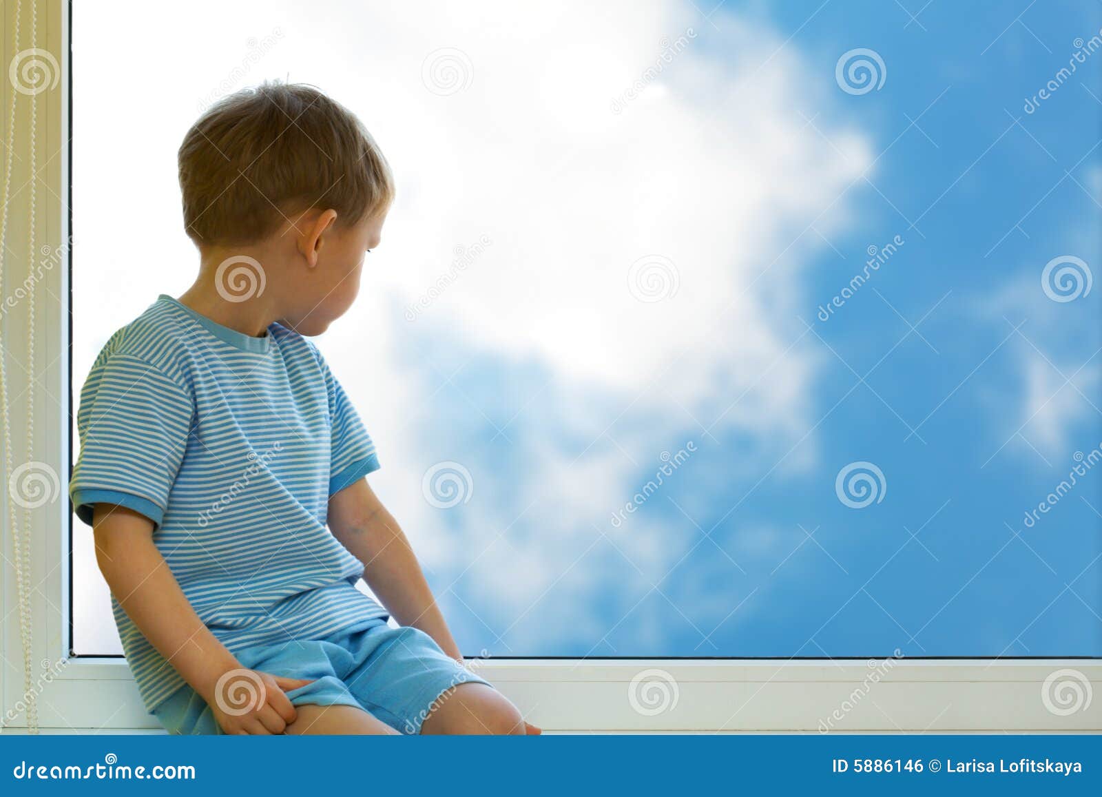 Kid and sky stock photo. Image of thoughtful, blue, caucasian - 5886146