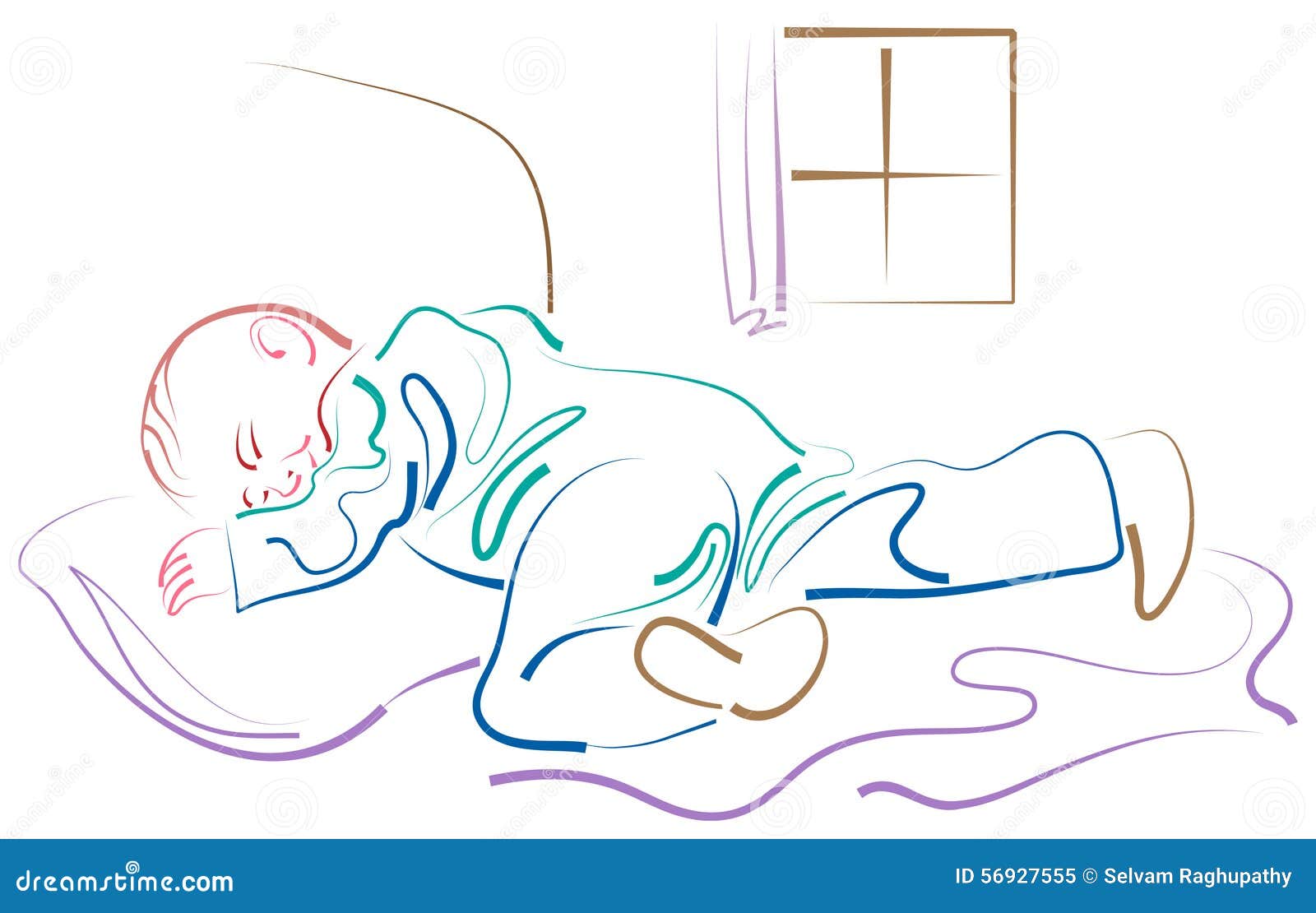 Kid sleep stock vector. Illustration of bedtime, lying - 56927555