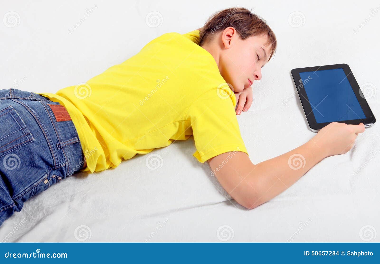 Kid Sleep with Tablet Computer Stock Photo - Image of asleep, computer ...
