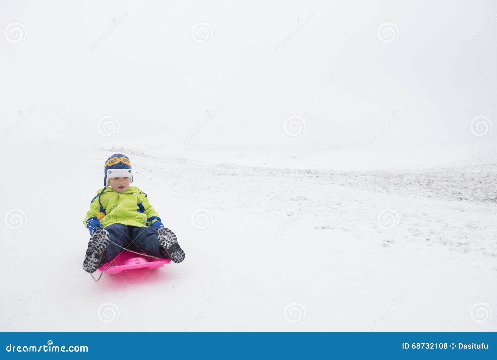 Kid sleding stock photo. Image of sliding, enjoy, asian - 68732108