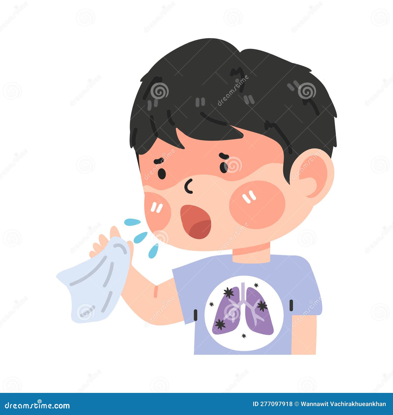 Kid sneeze because of flu stock vector. Illustration of virus - 277097918