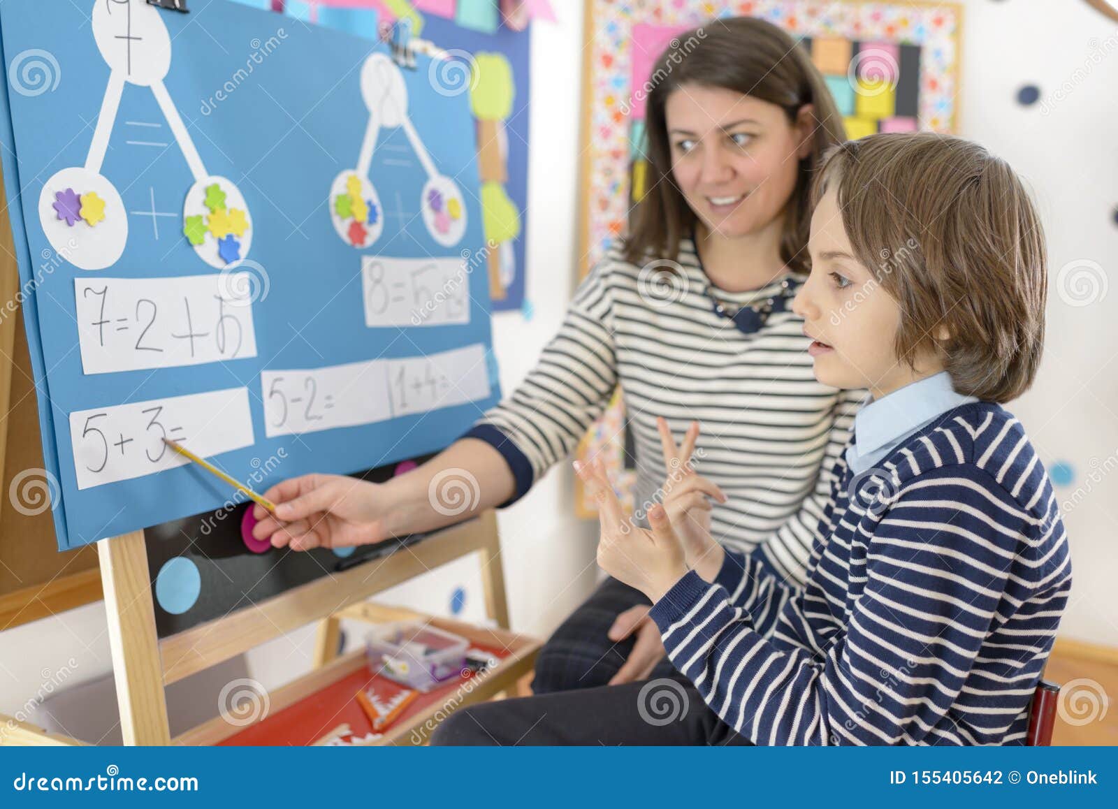 Kid Solving Math Exercises stock photo. Image of decomposition - 155405642