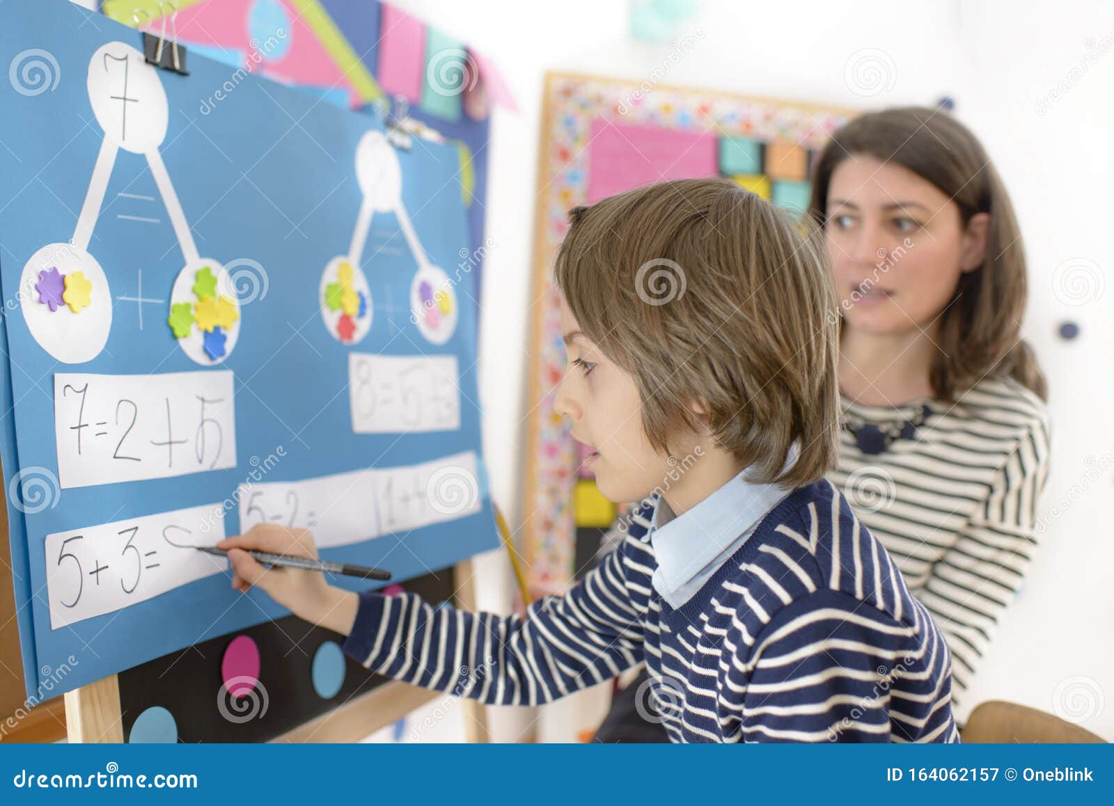 Kid Solving Math Exercises stock image. Image of decomposition - 164062157