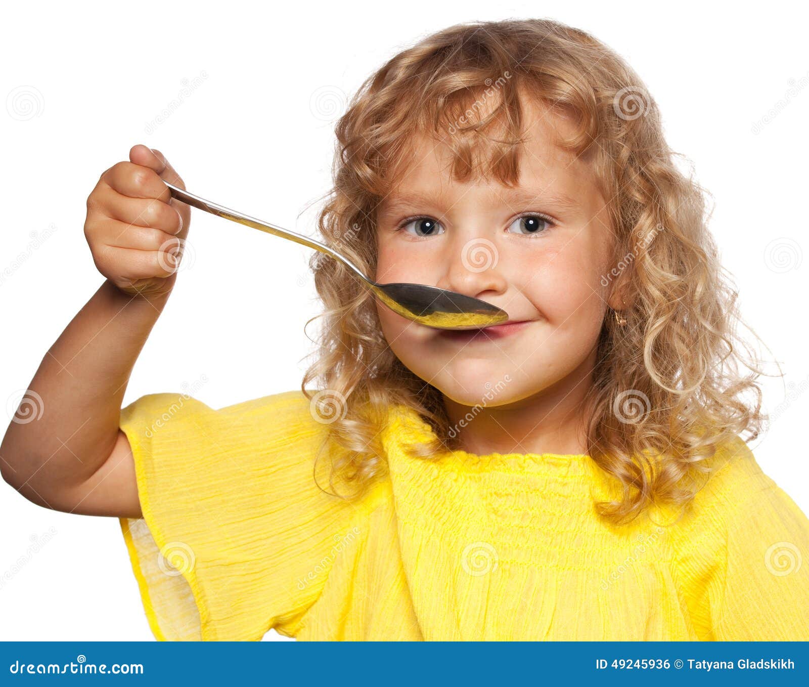 Kid with spoon stock photo. Image of tasty, spoon, isolated - 49245936