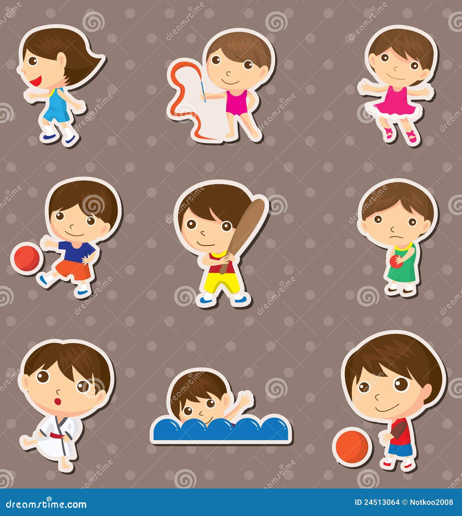 Kid sport stickers stock vector. Illustration of icon - 24513064