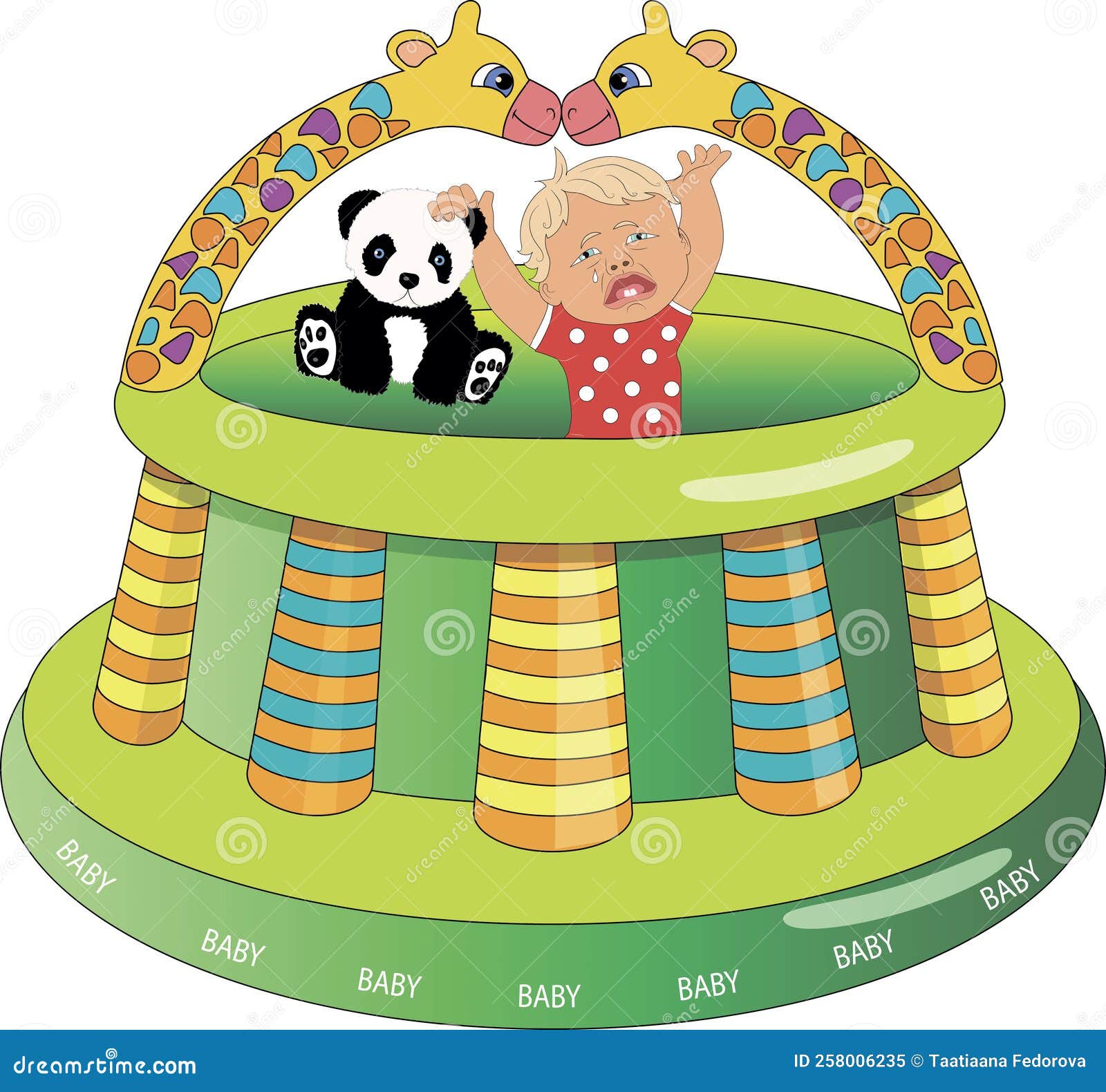 The Kid Stands In The Playpen And Cries. Cartoon Vector | CartoonDealer ...
