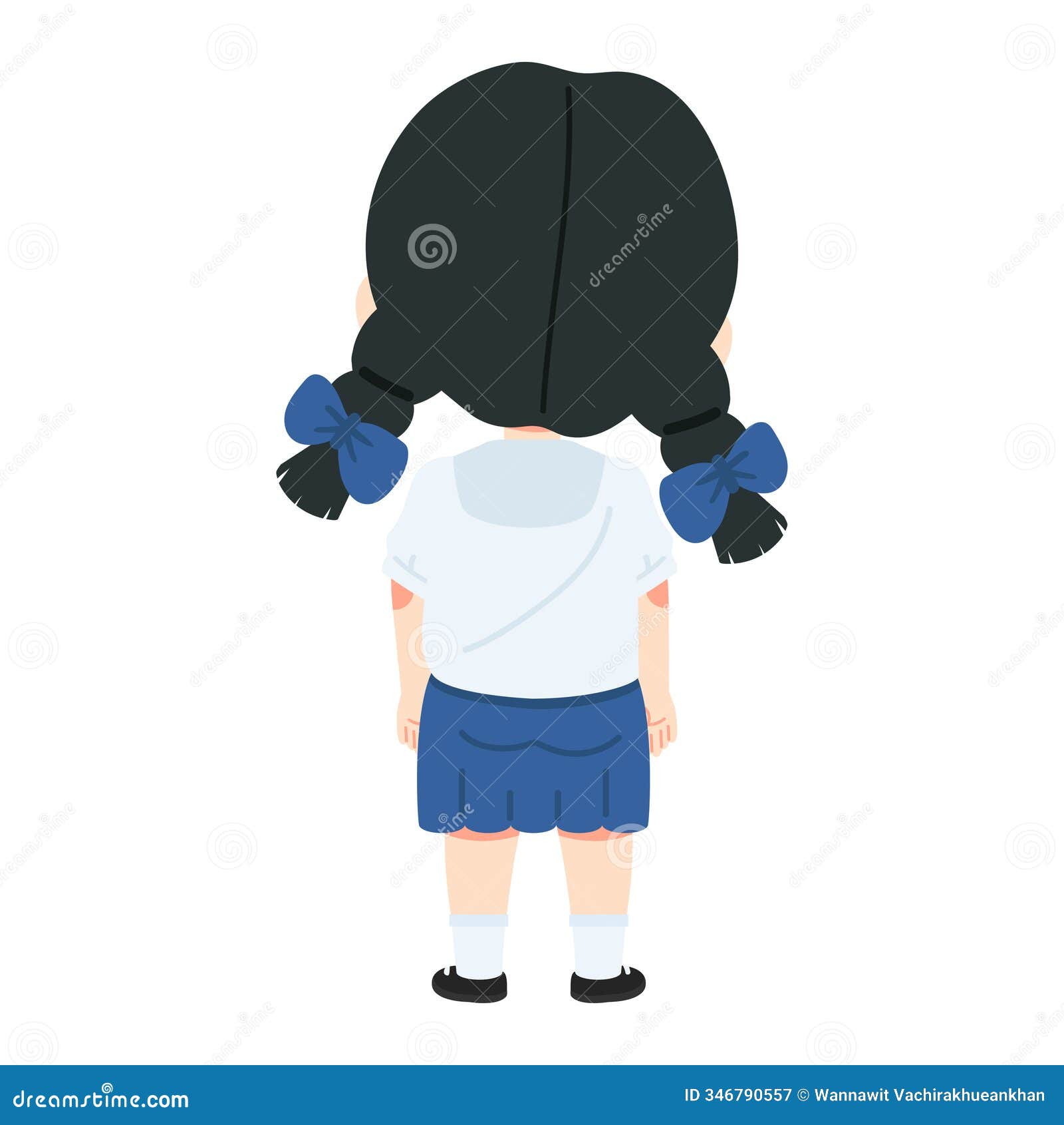 Kid Student Back View of Character Stock Illustration - Illustration of ...