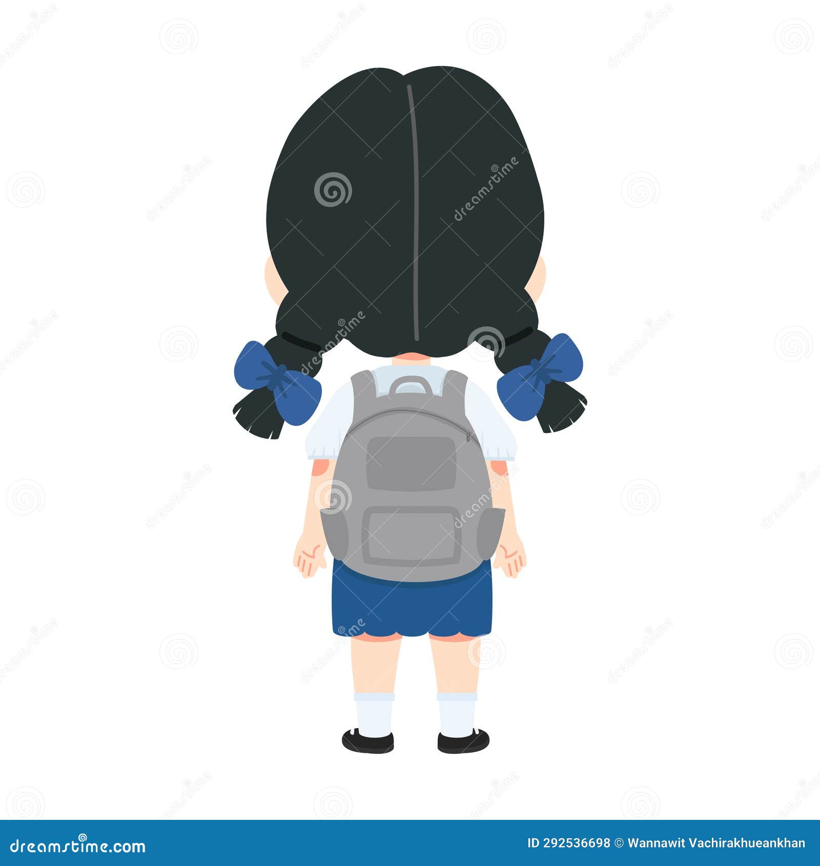 Kid Student Girl with a Backpack Stock Illustration - Illustration of ...