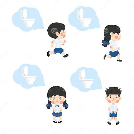 Kid Student need a pee set stock vector. Illustration of little - 329002014