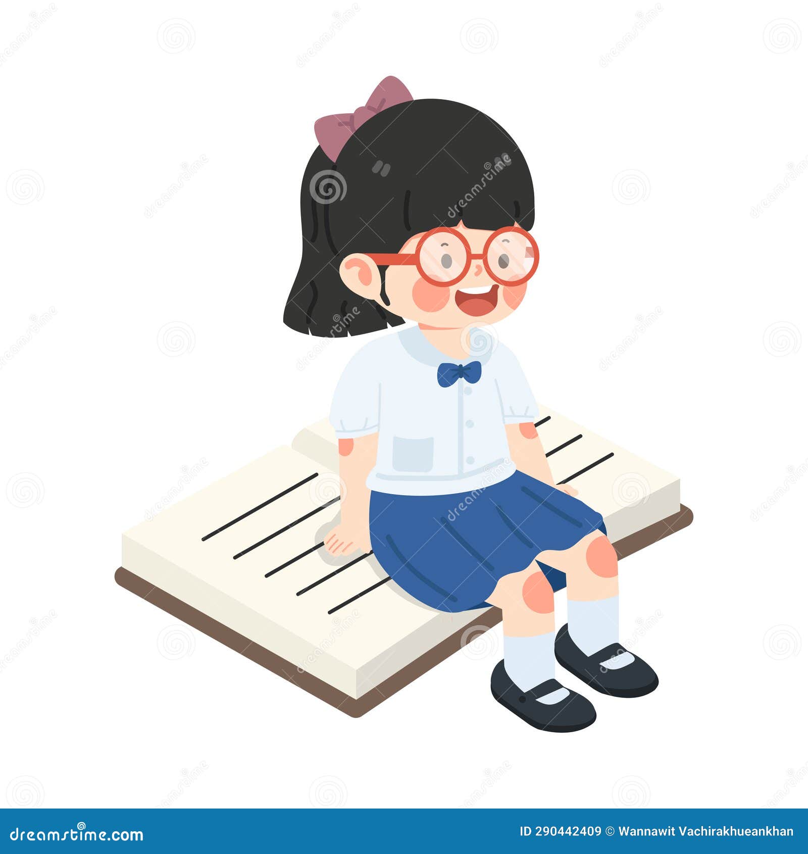 Kid Student Sitting on Book Stock Illustration - Illustration of ...