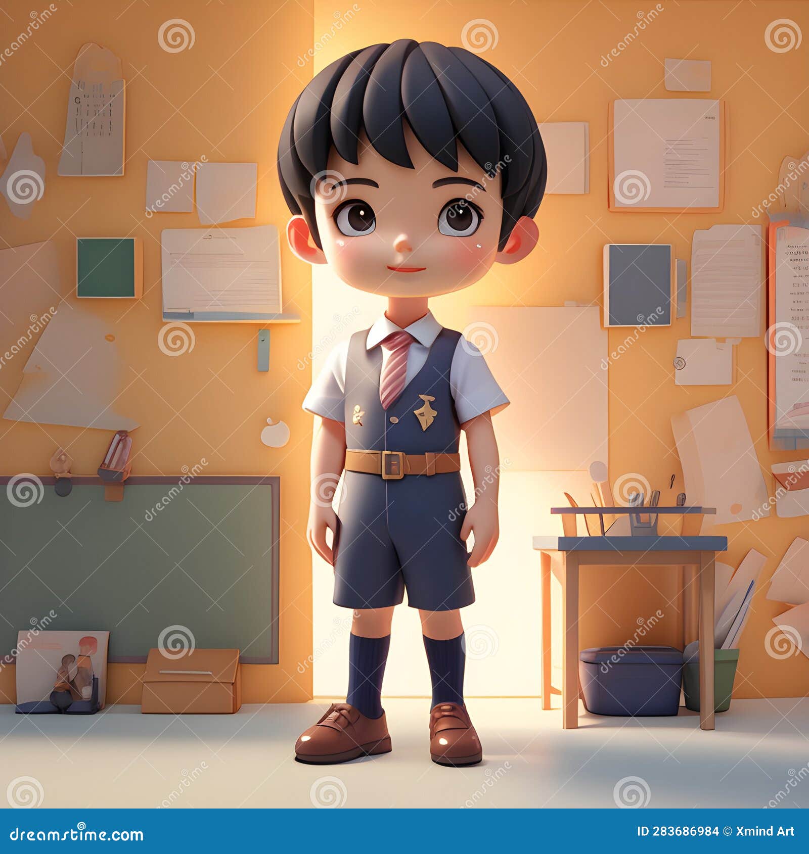 Kid Student Wear Uniform 3D Illustration Ai Generated Stock ...