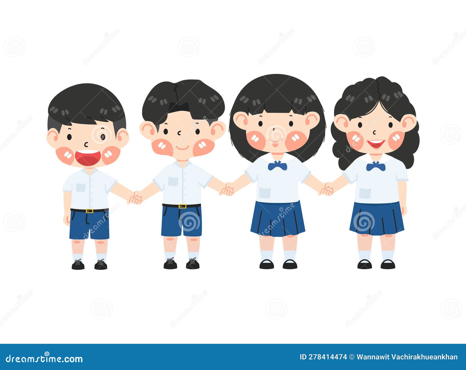 Kid Students Friends Hold Hands Group Stock Vector - Illustration of ...