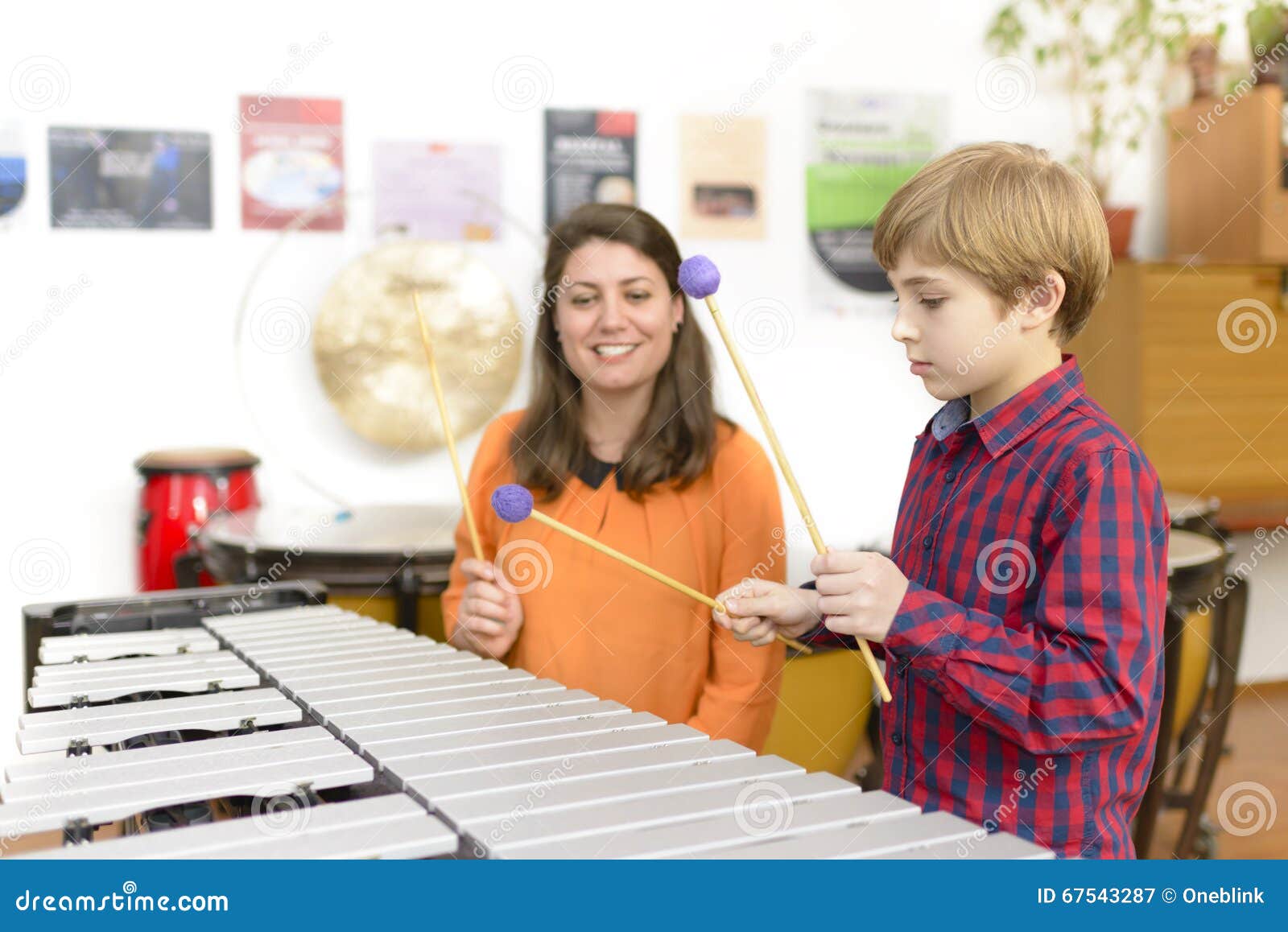 Kid Studying Percussion Instrument Stock Image - Image of play, smile ...