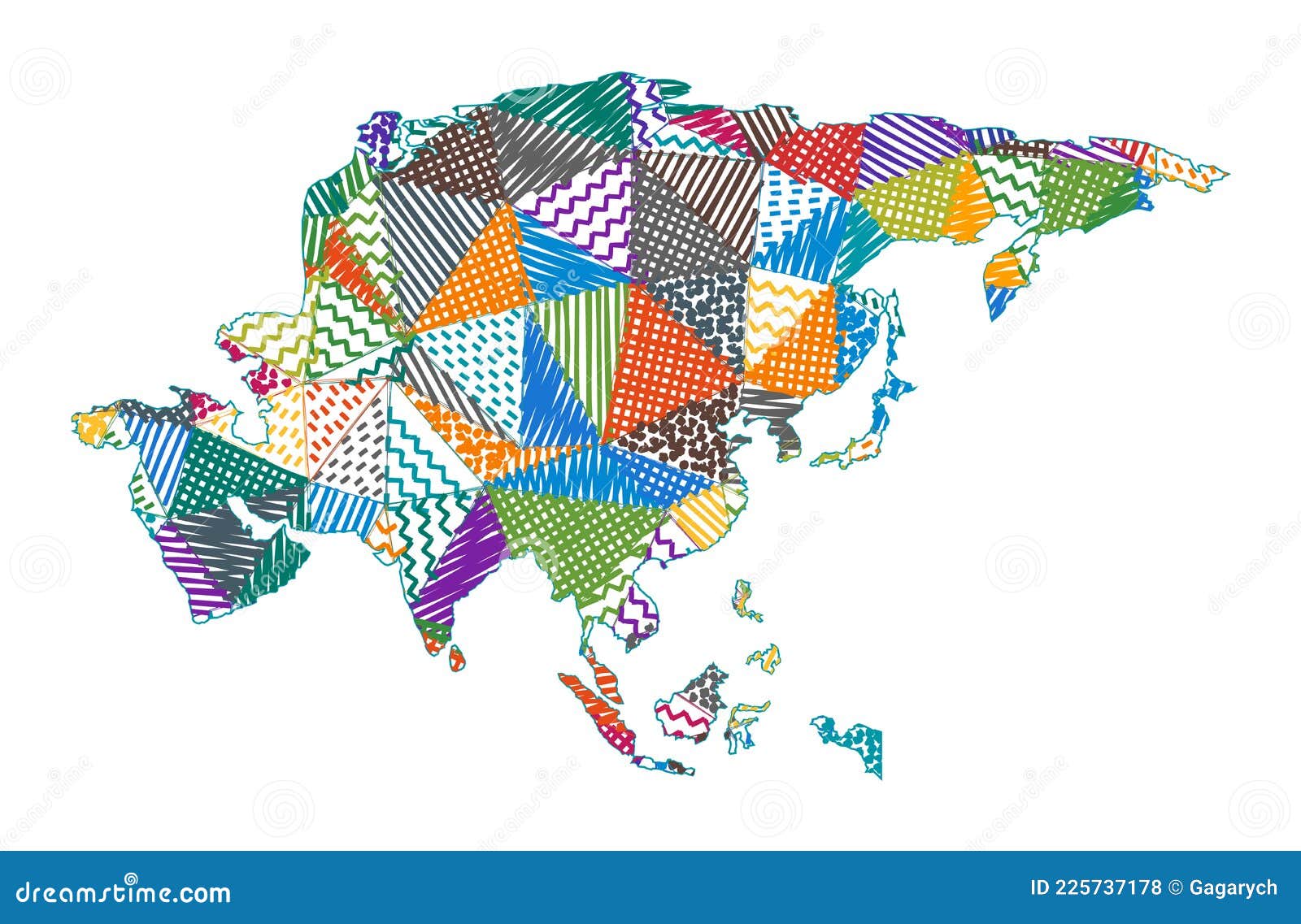 Kid style map of Asia. stock vector. Illustration of card - 225737178