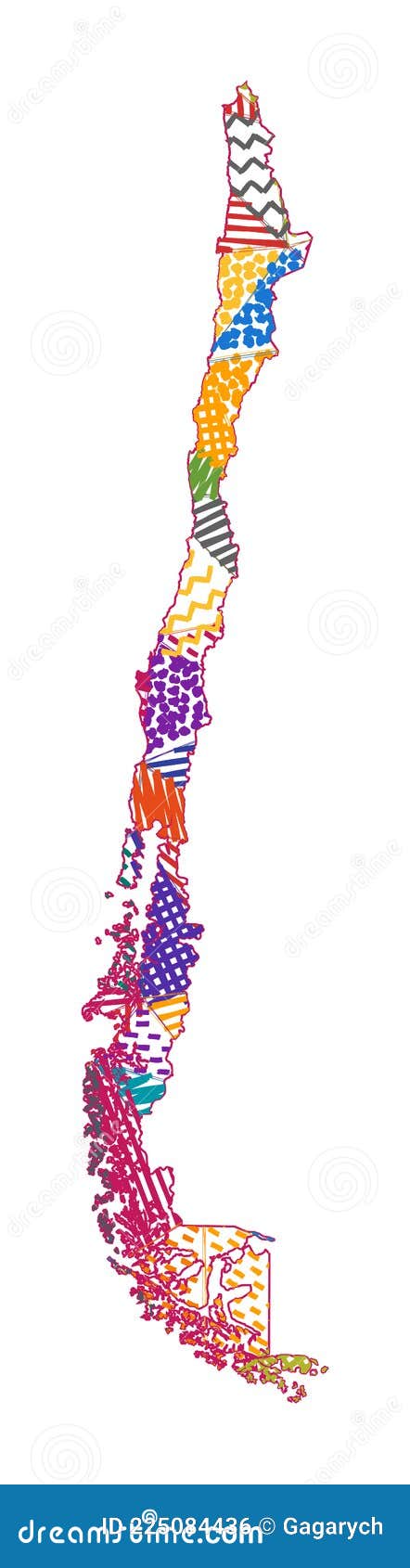 Kid style map of Chile. stock vector. Illustration of freehand - 225084436