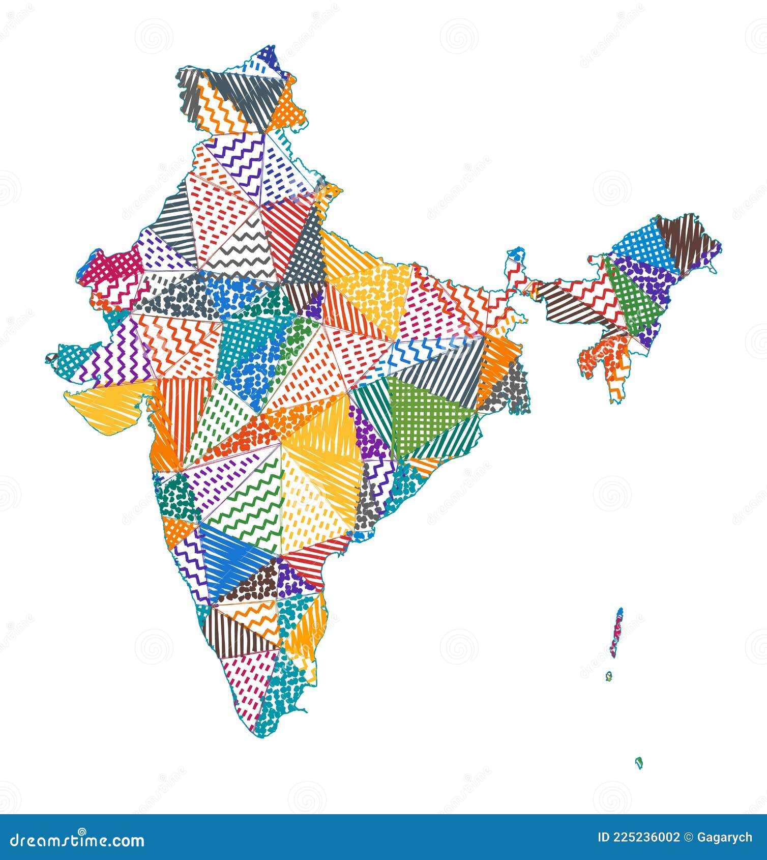 Kid style map of India. stock vector. Illustration of geography - 225236002