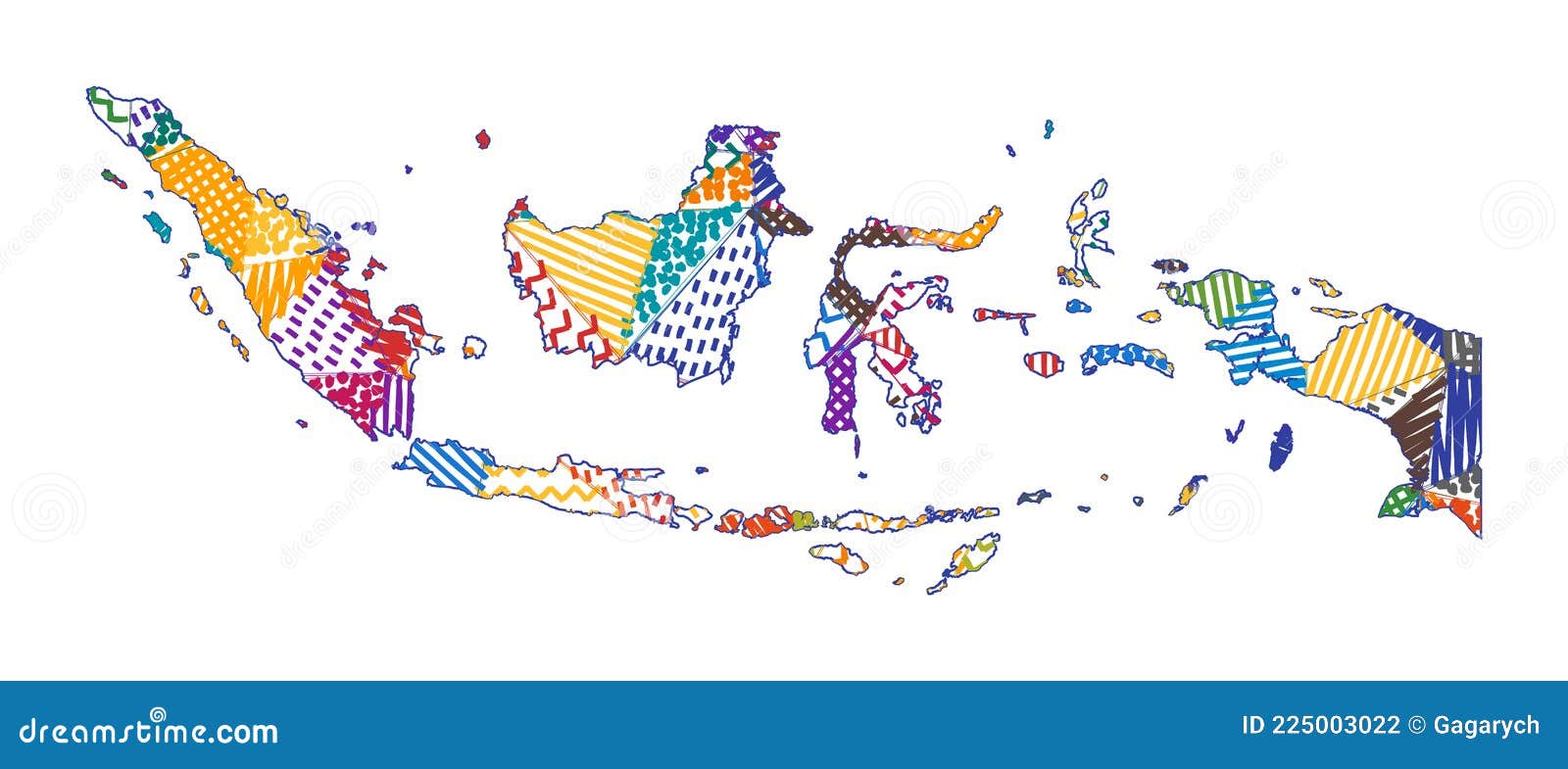 Kid Style Map of Indonesia. Stock Vector - Illustration of location ...