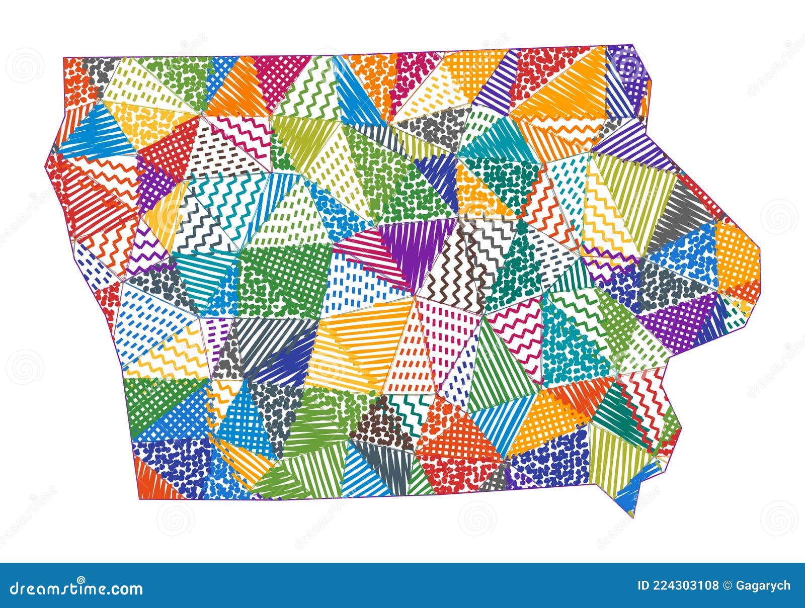 Kid style map of Iowa. stock vector. Illustration of polygon - 224303108
