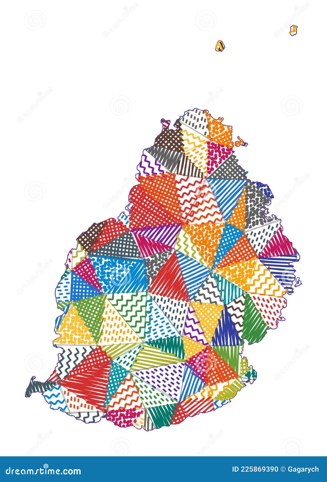 Kid Style Map of Mauritius. Stock Vector - Illustration of design ...