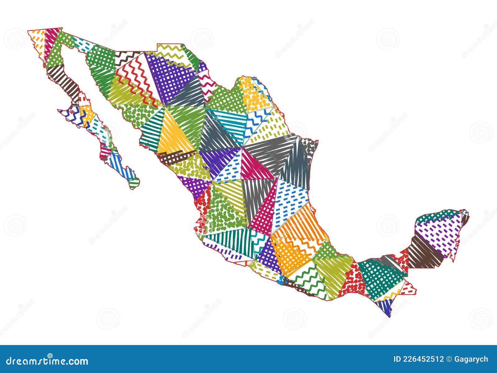 Kid style map of Mexico. stock vector. Illustration of element - 226452512