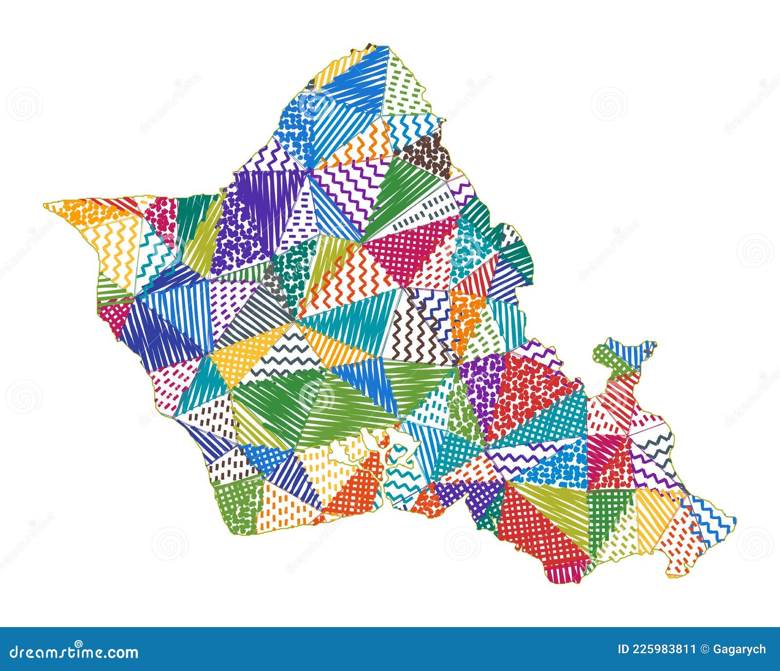 Kid style map of Oahu. stock vector. Illustration of retro - 225983811