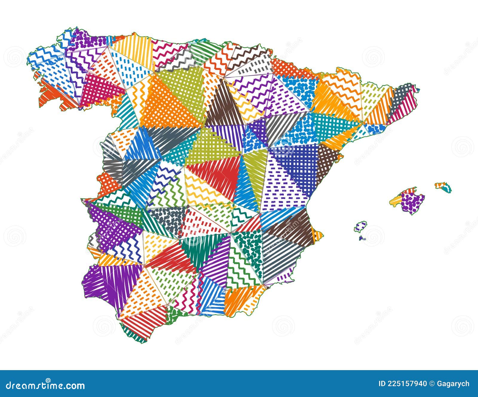 Kid style map of Spain. stock vector. Illustration of handwritten ...