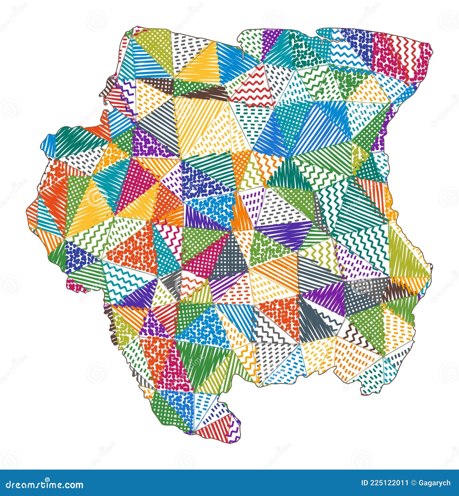 Suriname Map Triangle Mesh And Scratched Bicolor Watermark Vector ...