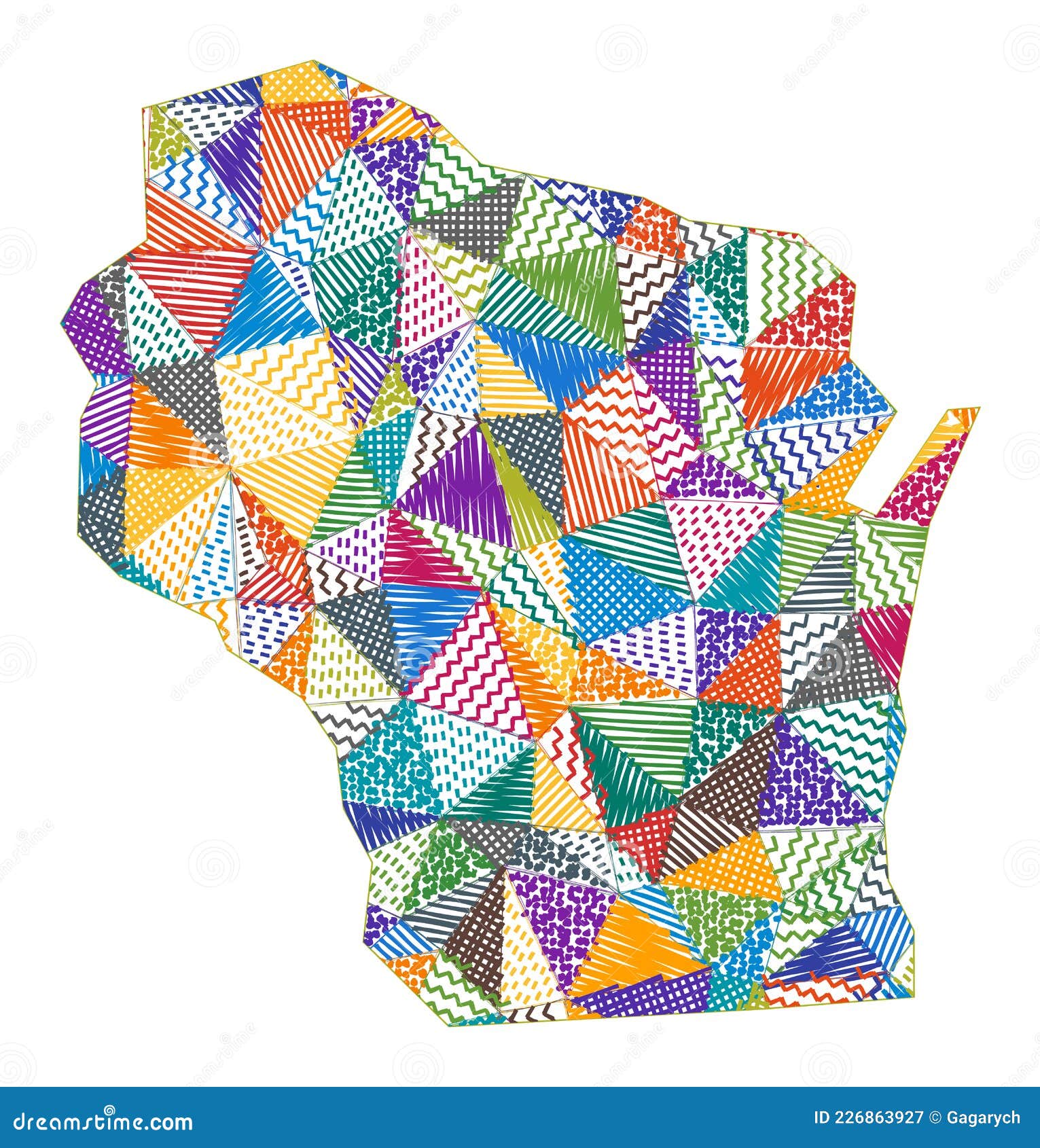 Kid Style Map of Wisconsin. Stock Vector - Illustration of outline ...