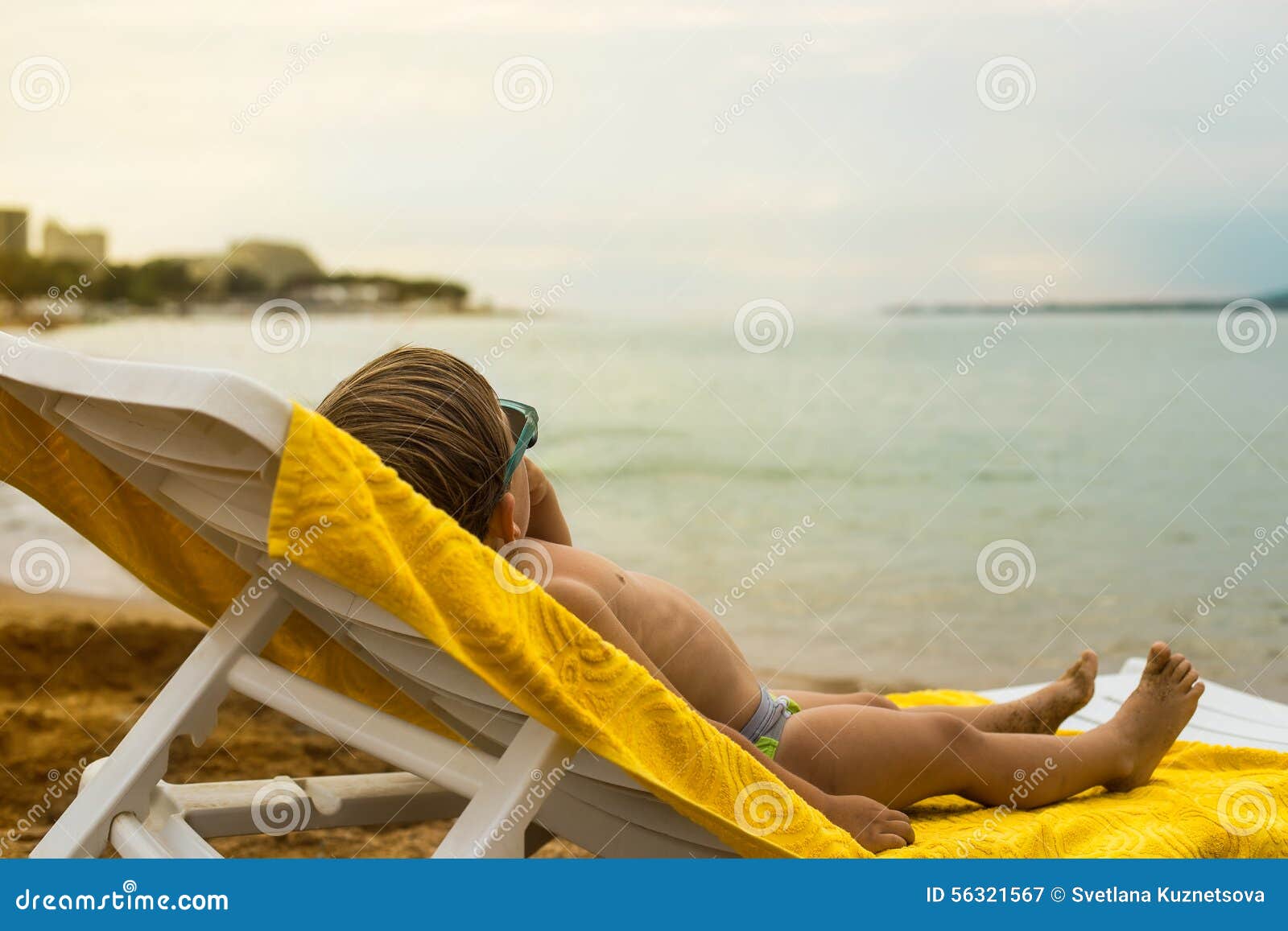 Kid Sunbathing on Deck Chair Stock Image - Image of small, chair: 56321567