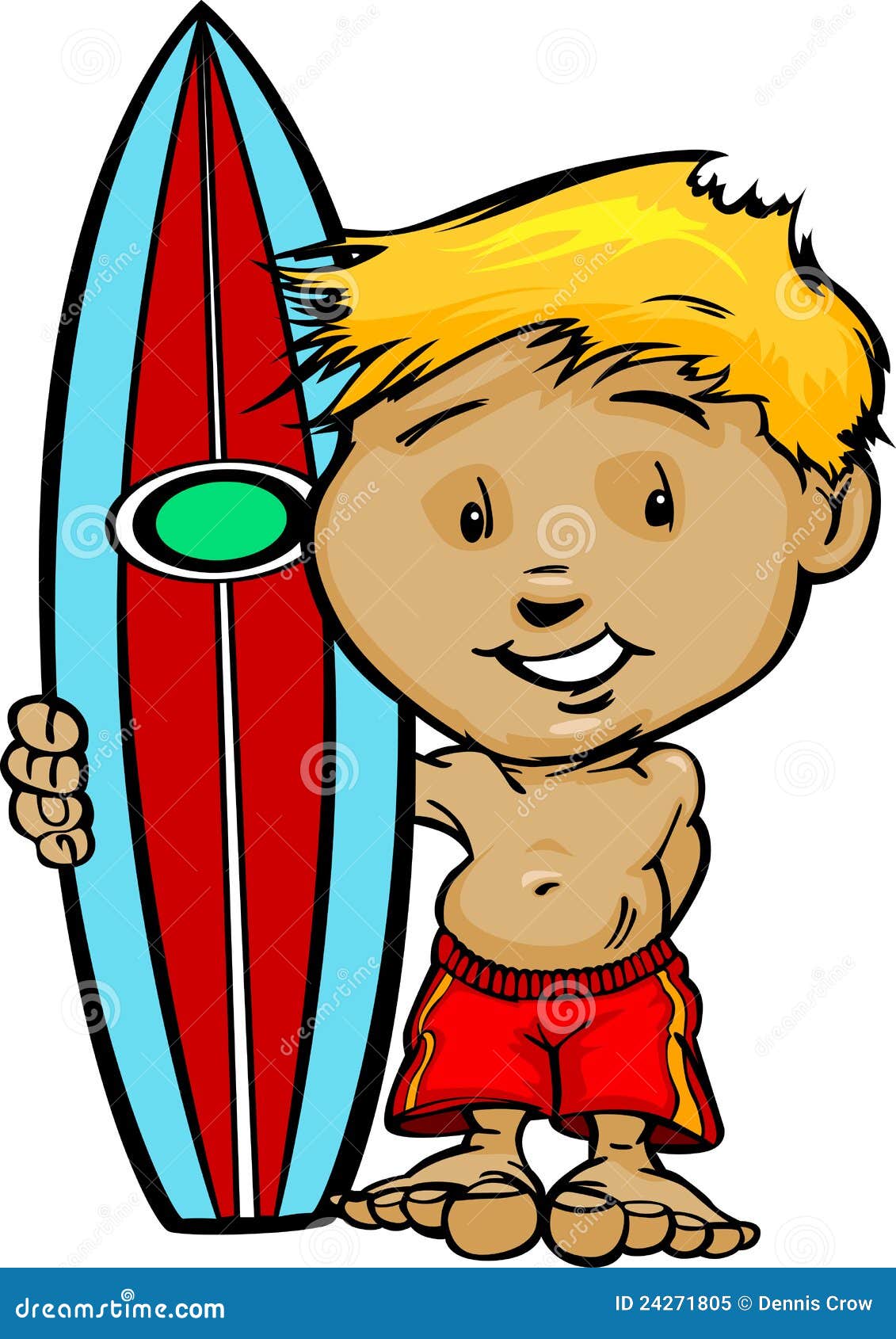 Kid Surfer Boy Holding Surfboard Image Stock Vector - Illustration of ...