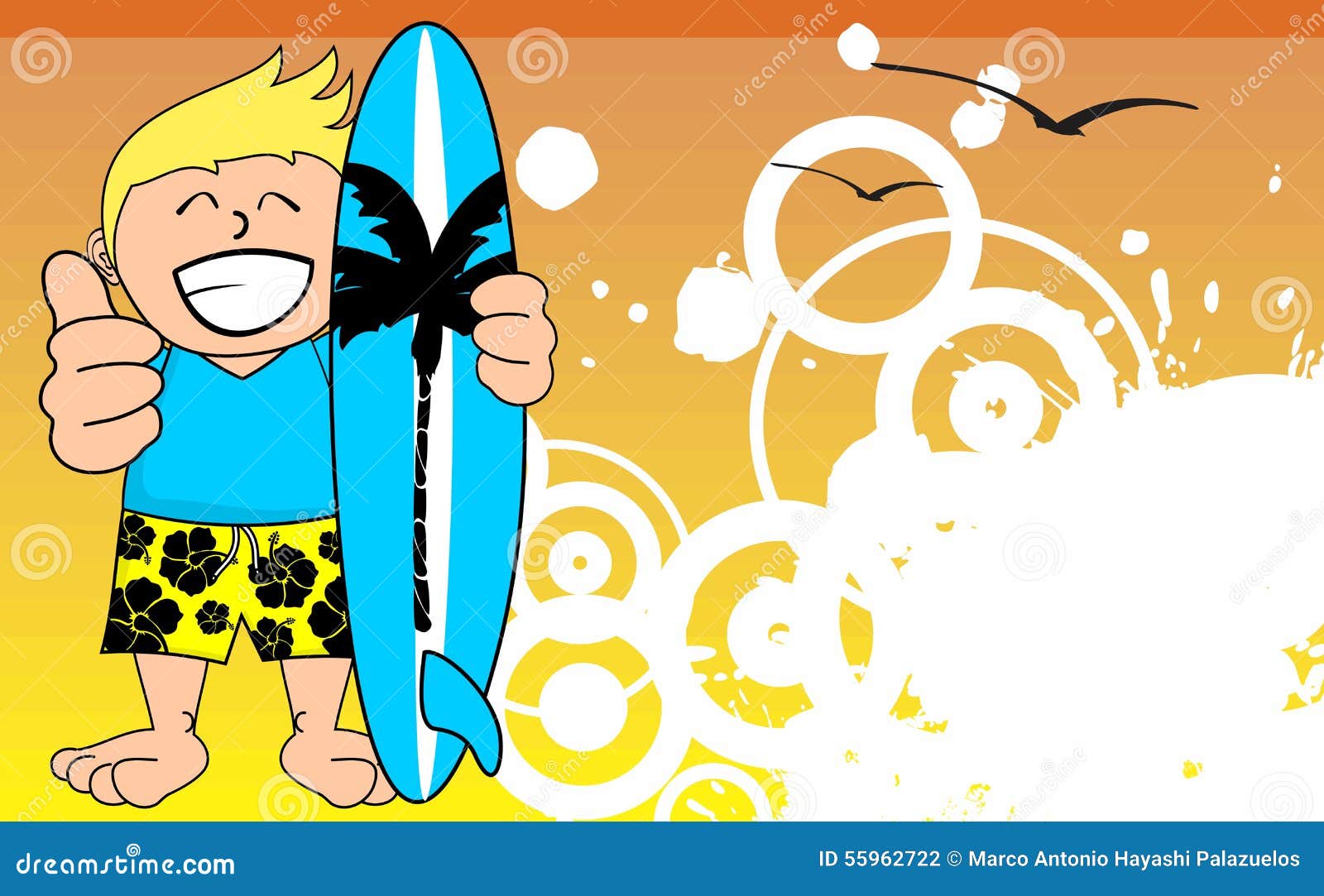 Kid Surfer Cartoon Background Happy Stock Illustrations – 97 Kid Surfer ...