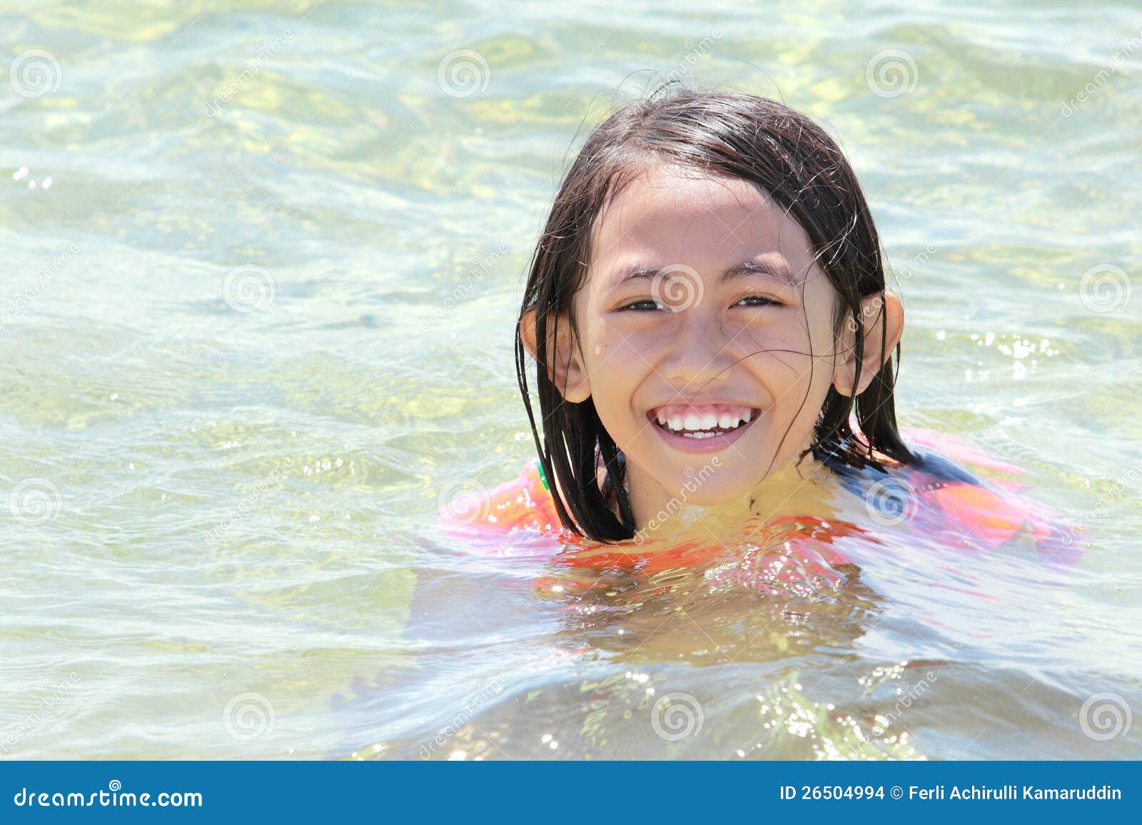 Kid swim in the beach stock photo. Image of playful, cute - 26504994