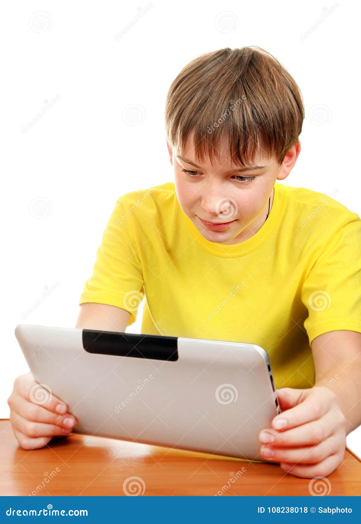 Kid with a Tablet stock photo. Image of single, happy - 108238018