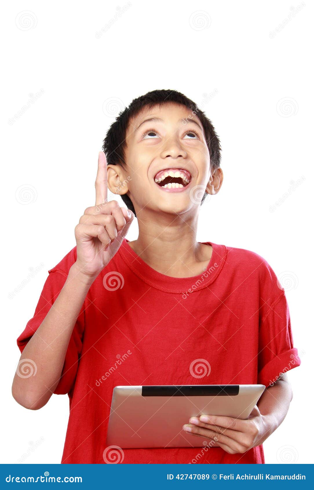 Kid with tablet pointing stock image. Image of preschool - 42747089